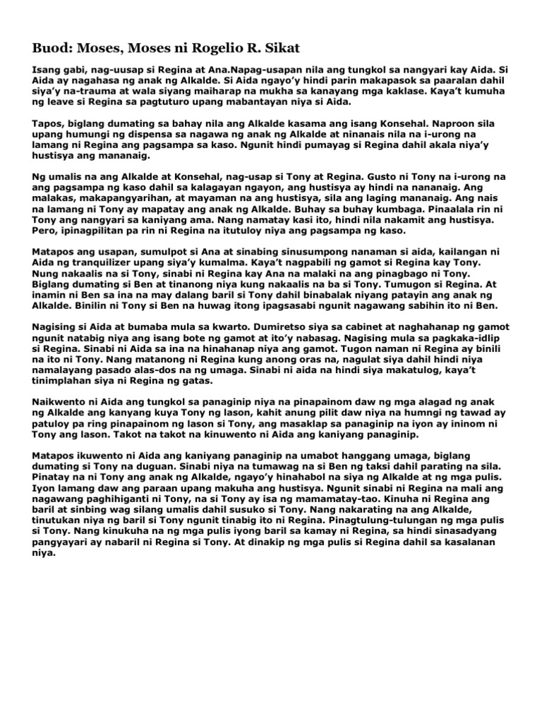 Buod NG Moses, Moses | PDF