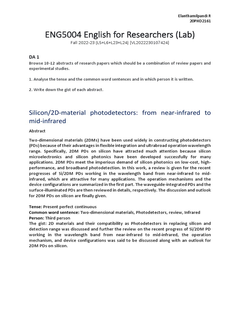 20PHD2161 Assignment 1 | PDF | Infrared | Optics