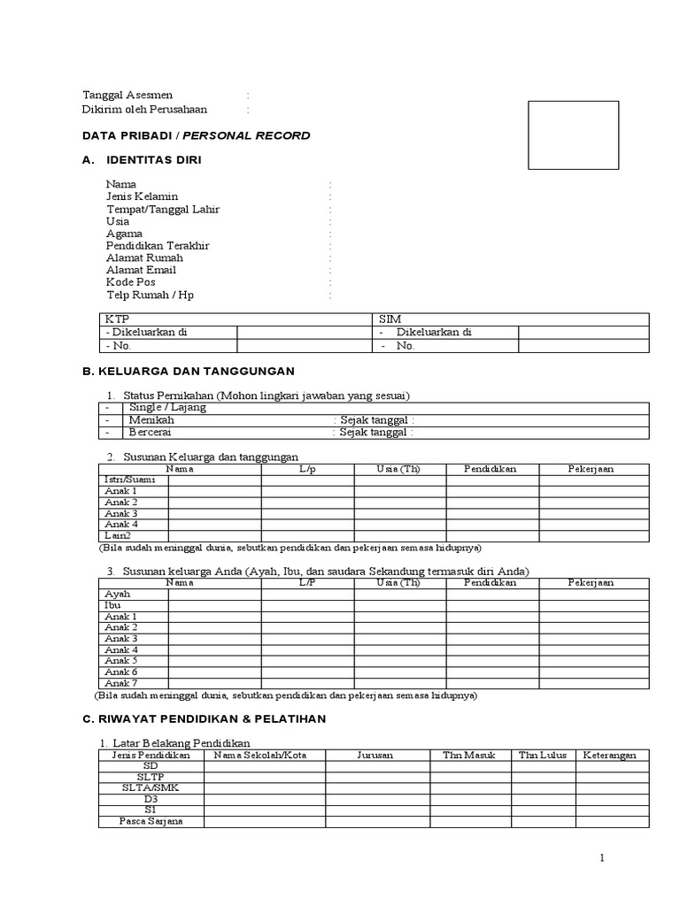 Contoh 1 Personal Record Dan Gambaran Aktivitas Kerja | PDF