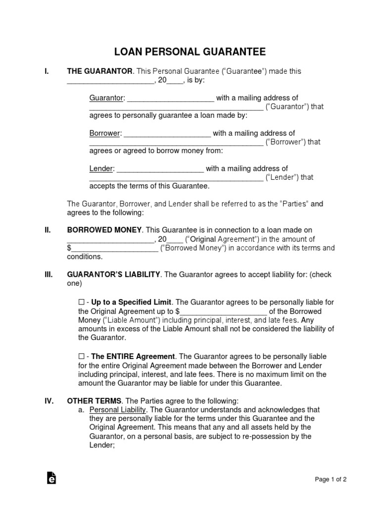 Loan Guarantee Form | PDF | Guarantee | Surety
