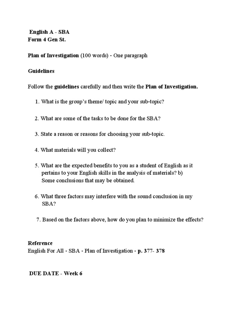 Sba Plan of Investigation - Revised 2021 | PDF | Cognition | Cognitive ...