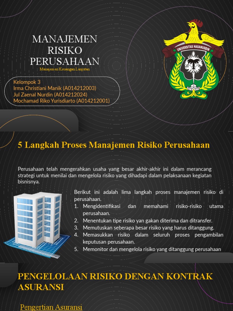 MKL Kelompok 3 - Manajemen Risiko Perusahaan | PDF