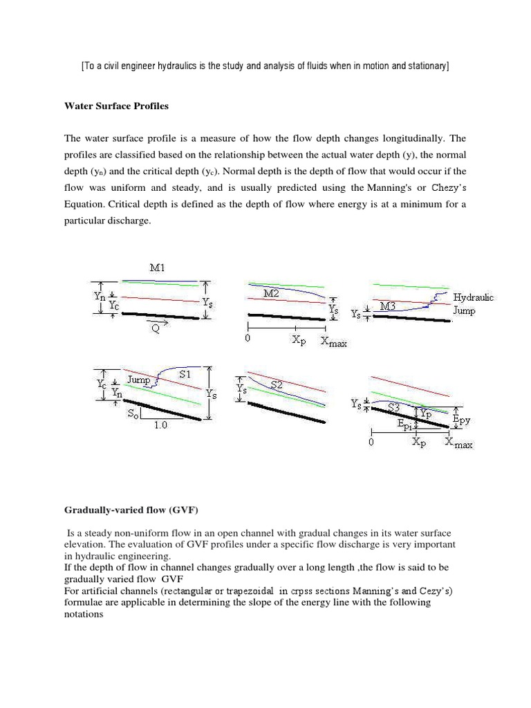 Water Surface Profiles in Open Channels | PDF | Fluid Dynamics | Gases