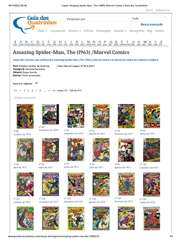 Capas Amazing Spider-Man, The (1963) - Marvel Comics - Guia Dos ...