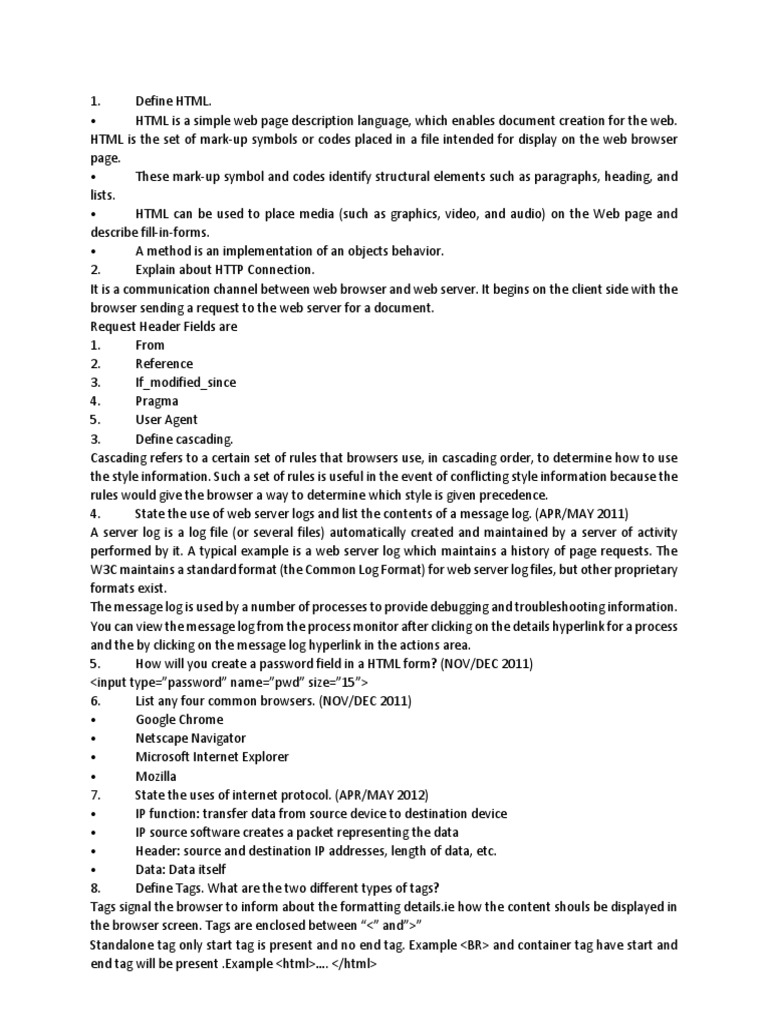 Two Marks | PDF | World Wide Web | Internet & Web