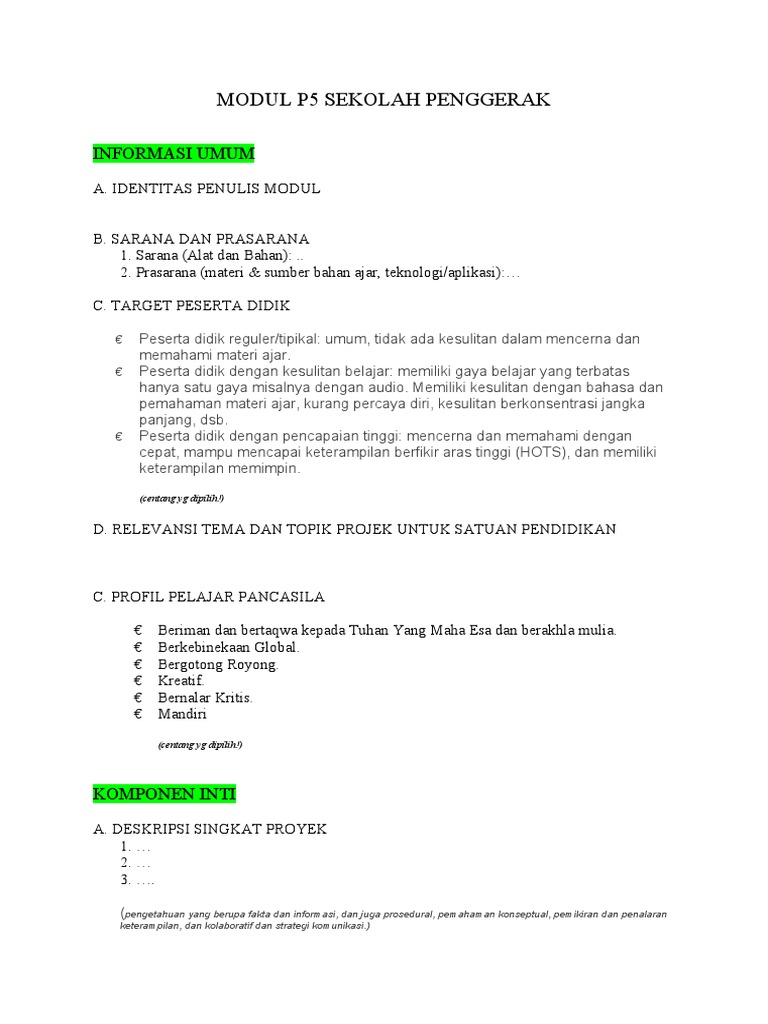 Template Modul P5 | PDF