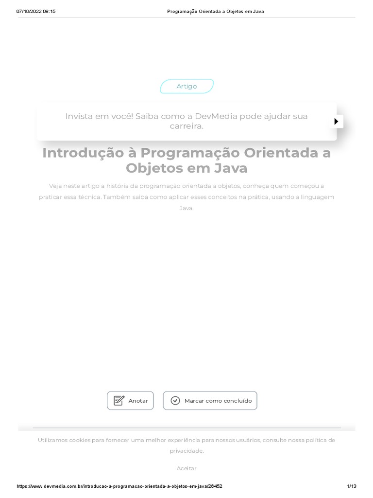Programação Orientada A Objetos em Java | PDF | Arte | Tecnologia e ...