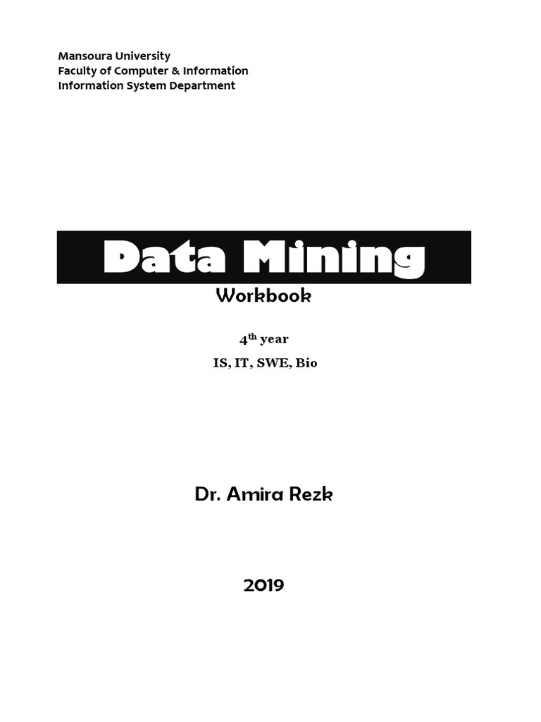 DataMining Workbook Answers | PDF | Cluster Analysis | Statistical Classification