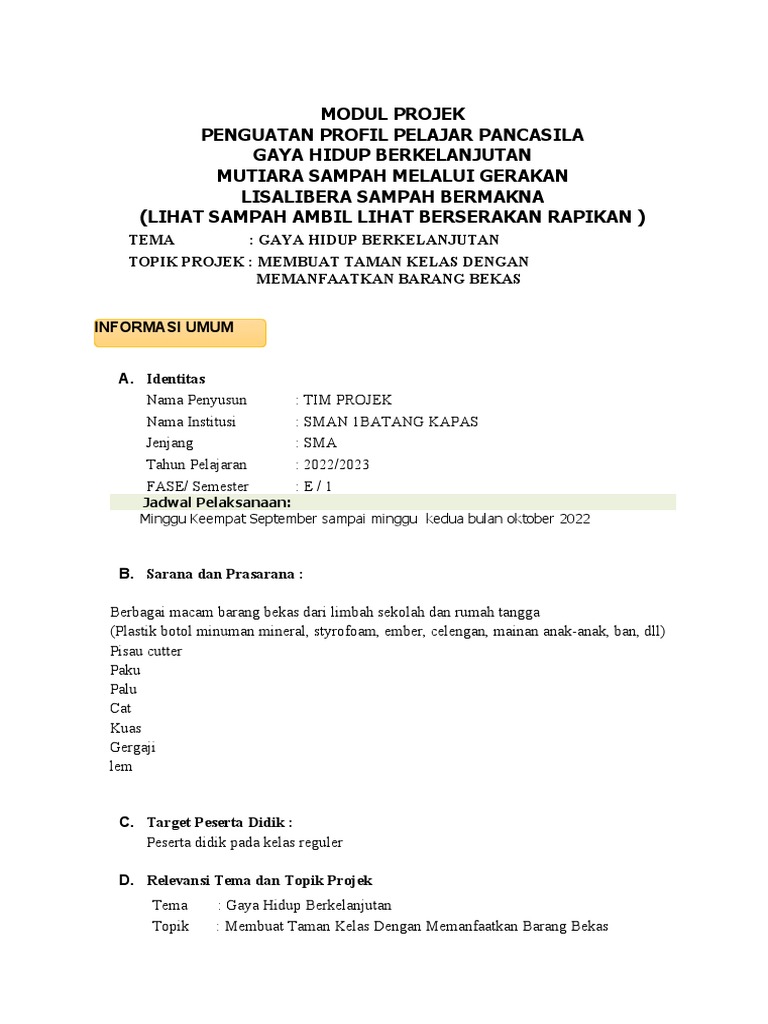 Modul Projek Gaya Hidup Berkelanjutan Tim Smansaba | PDF Modul Projek Gaya Hidup Berkelanjutan Tim Smansaba | PDF