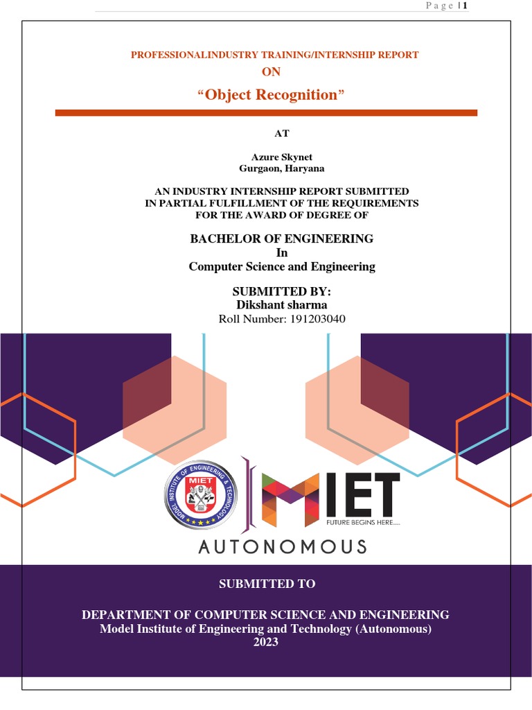 Internship Report Dikshant Sharma (191203040) | PDF | Computers