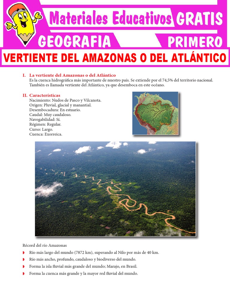 Vertiente Del Amazonas o Del Atlántico para Primer Grado de Secundaria ...