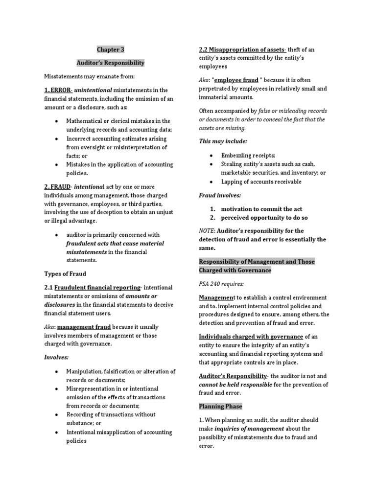 Audit Theory Chapter 3 and 4 | PDF | Financial Audit | Internal Control