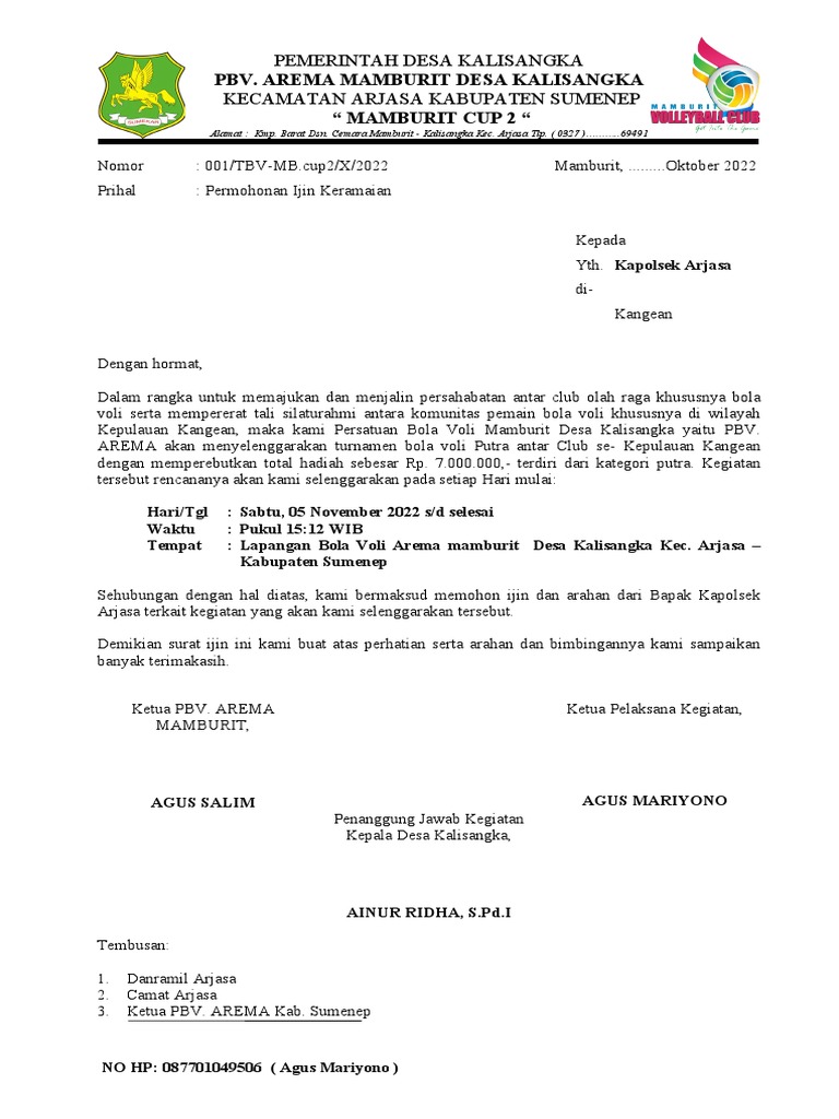 Pemberitahuan Acara Ke Kepolisian | PDF