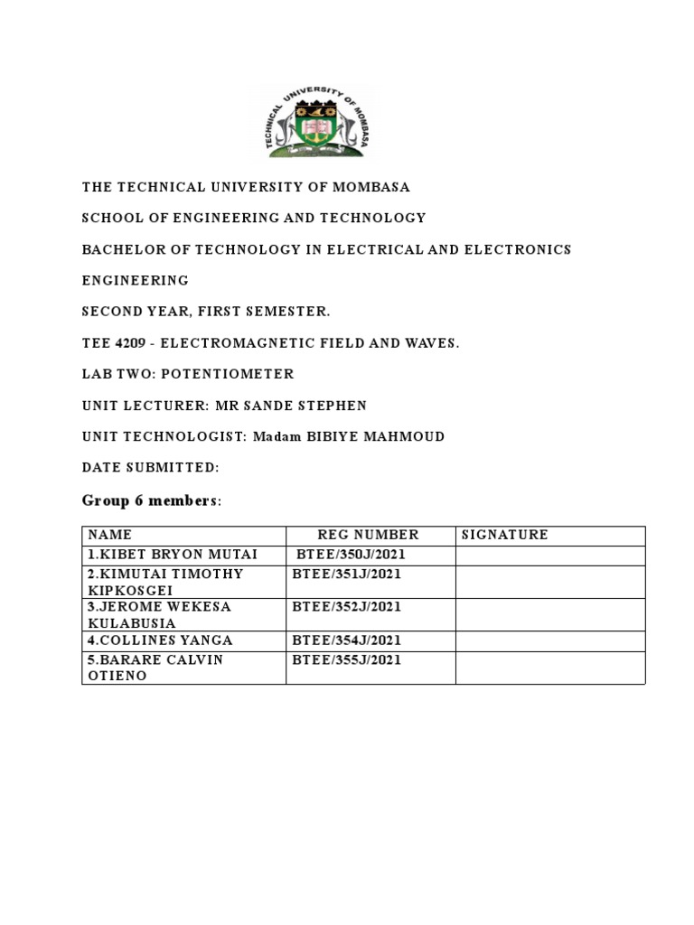 Measurements Pots Report | PDF | Electrical Components | Electricity