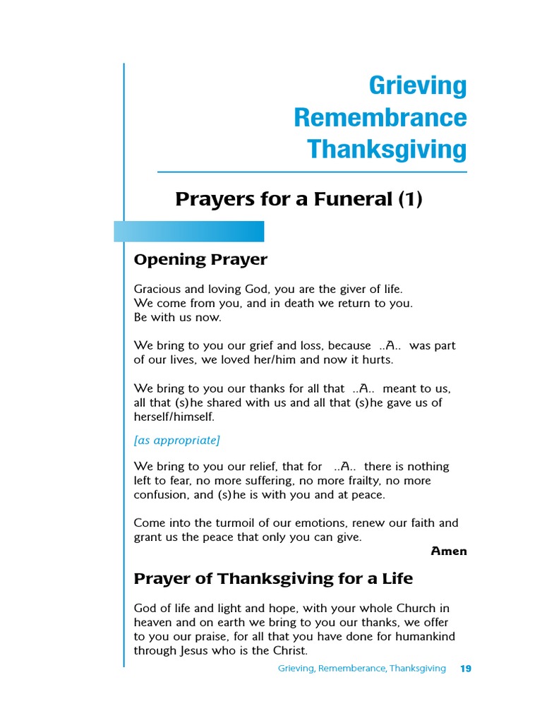 WB Grieving Remembrance Thanksgiving | PDF | Jesus | Prayer