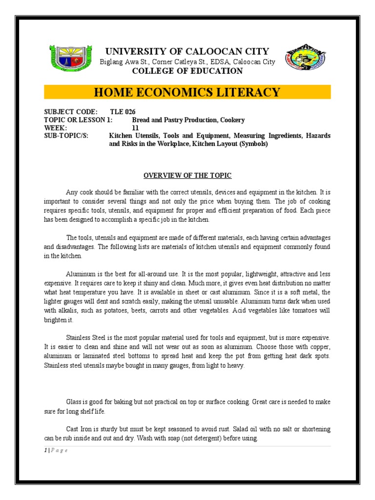 TLE-026-Home Economics Literacy Module 9 | PDF | Oven | Baking
