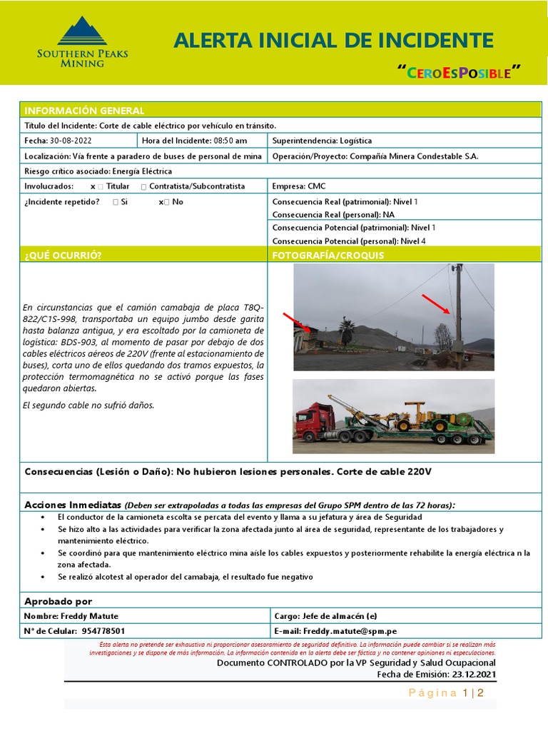 Alerta Inicial Incidente - Logística | PDF