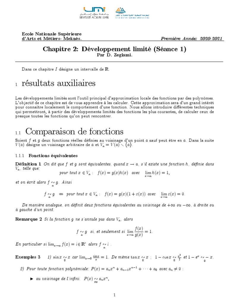 Développement Limité en Mathématiques | PDF