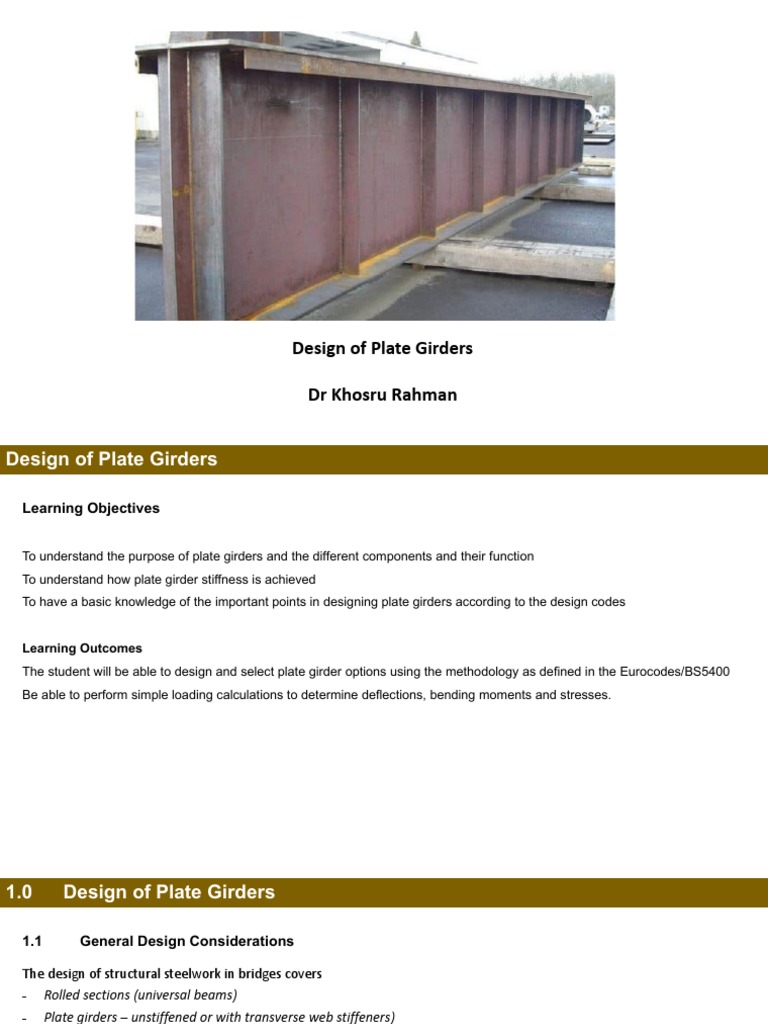 Railway Bridge Design Assessment - Design of Plate Girders-1 | PDF ...