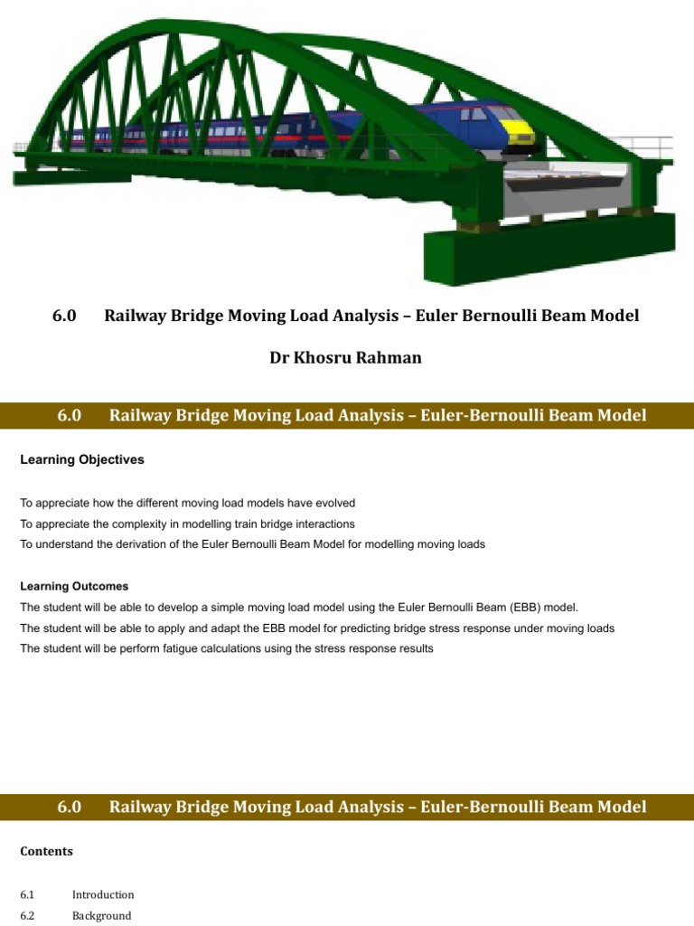 Railway Bridge Moving Load Analysis - Euler Bernoulli Beam Model | PDF ...