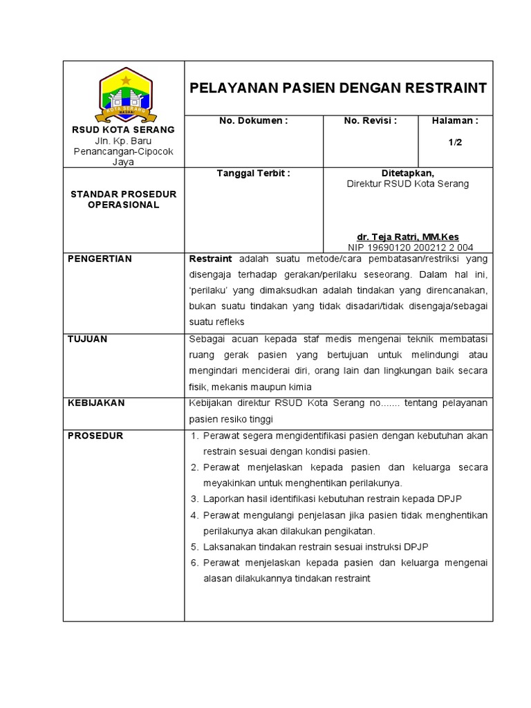Spo Restraint Rsud Kota Serang | PDF