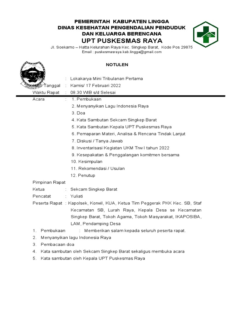 Notulen Linsek TW 1 | PDF