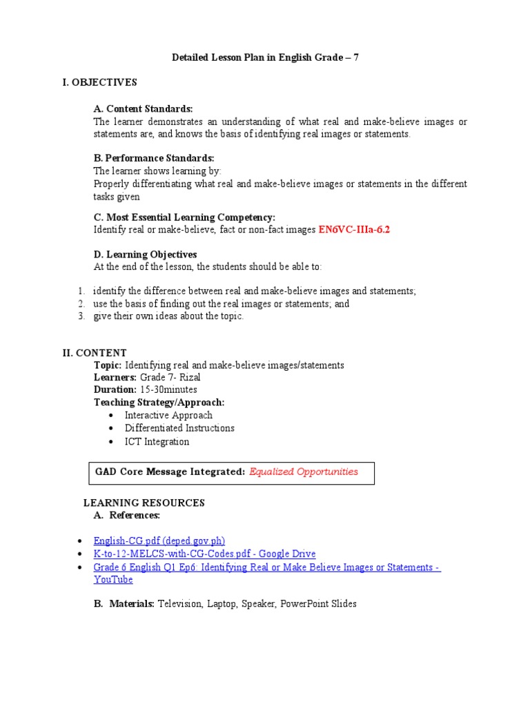 Demo Lesson Plan | PDF