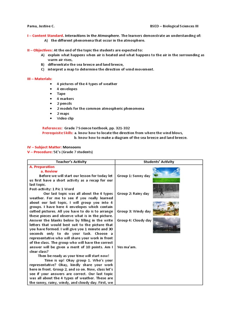Monsoon Lesson Plan | PDF