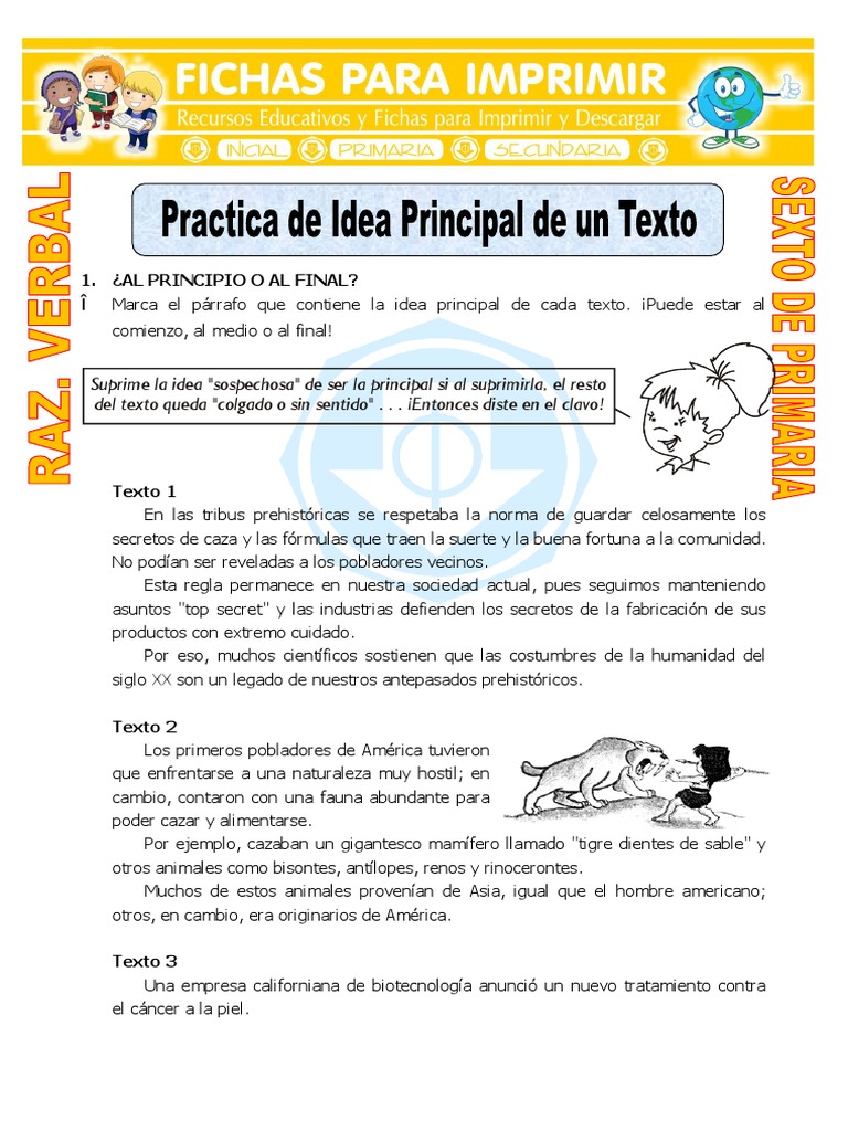 Ejercicios para Identificar Ideas Principales | PDF | Civilización maya ...