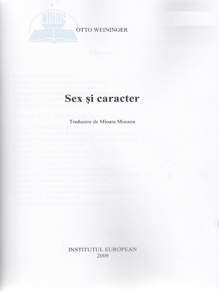Sex Si Caracter Otto Weininger Pdf