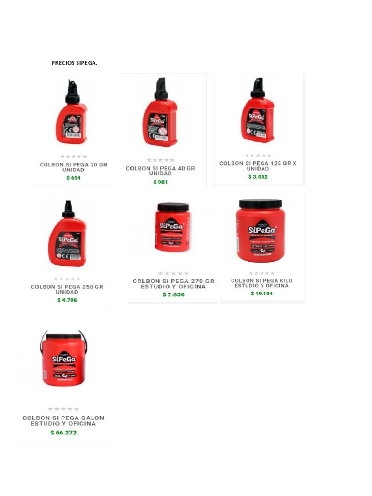 Precios Sipega, Colbon, Marfil. | PDF