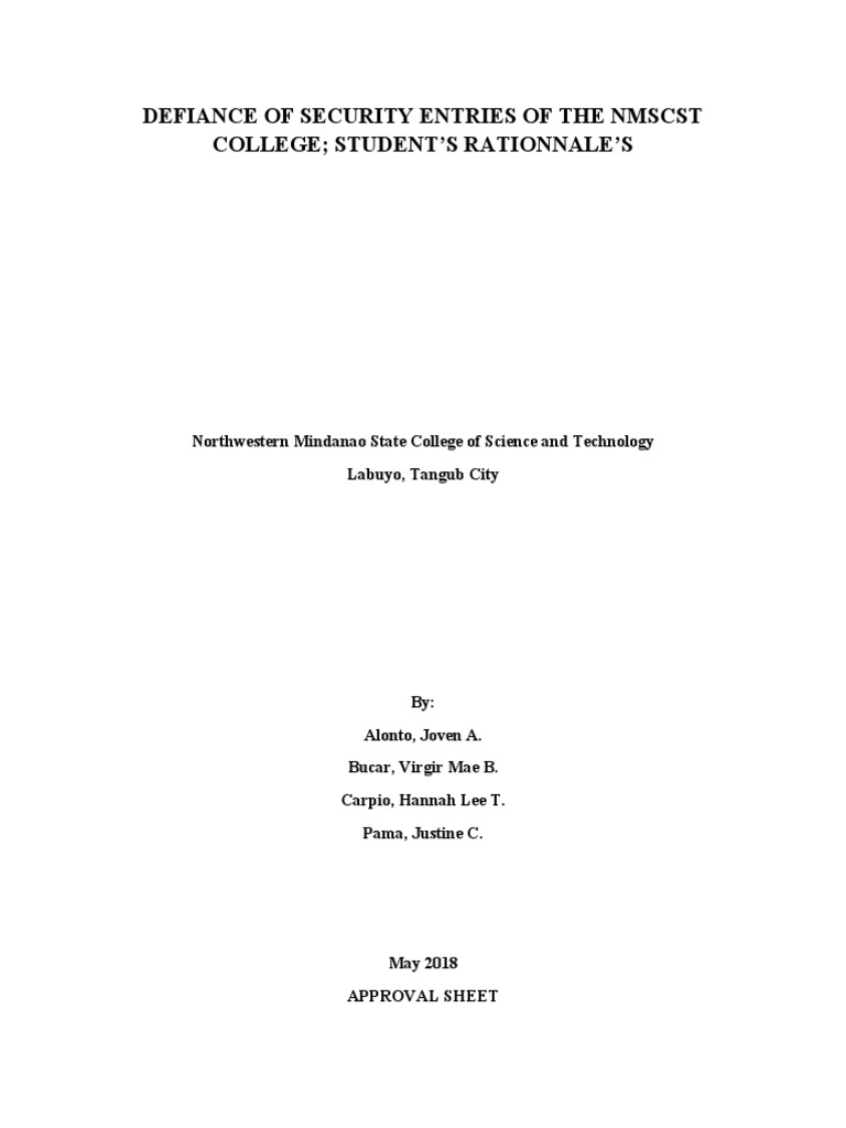 Defiance of Security Entries of The NMSCST College | PDF
