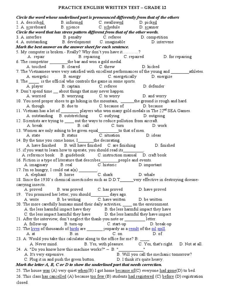 PRACTICE ENGLISH WRITTEN TEST | PDF | Mobile App