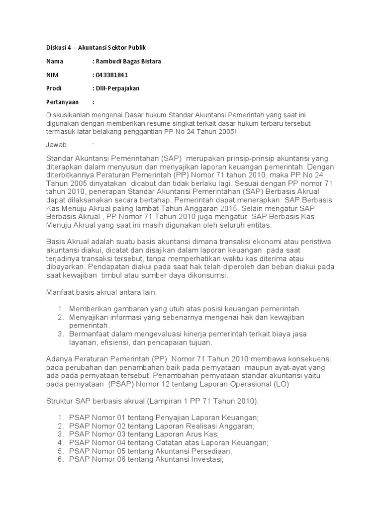 Diskusi 4 - Akuntansi Sektor Publik | PDF