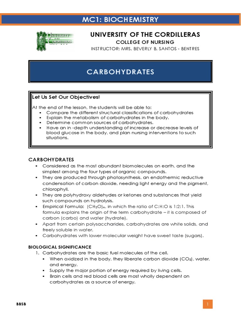 Module 5 Carbohydrates | Download Free PDF | Diet & Nutrition | Chemistry