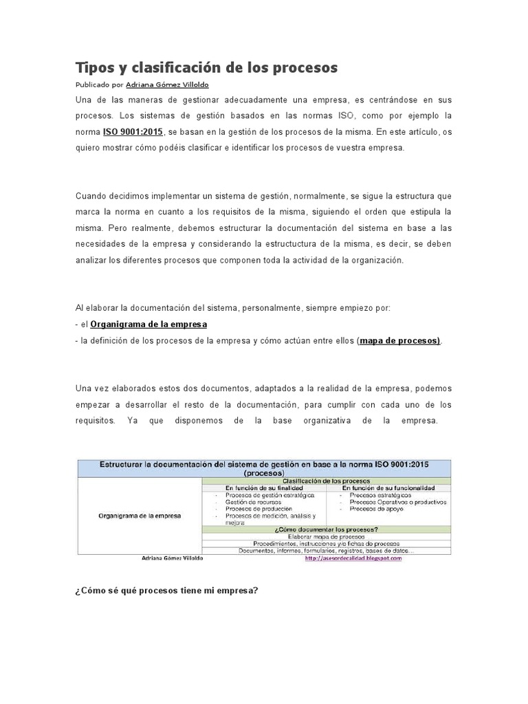 Tipos y Clasificación de Los Procesos | PDF | Planificación | Business