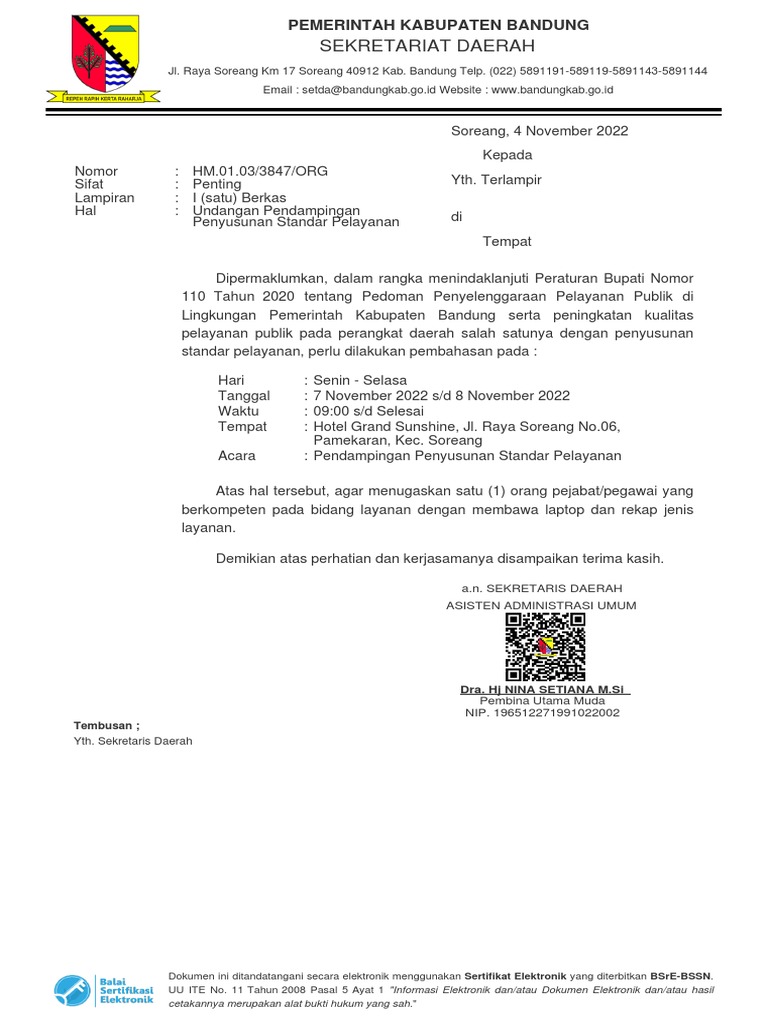Surat Undangan Pendampingan Penyusunan SP 7-8 Nov 2022 | PDF