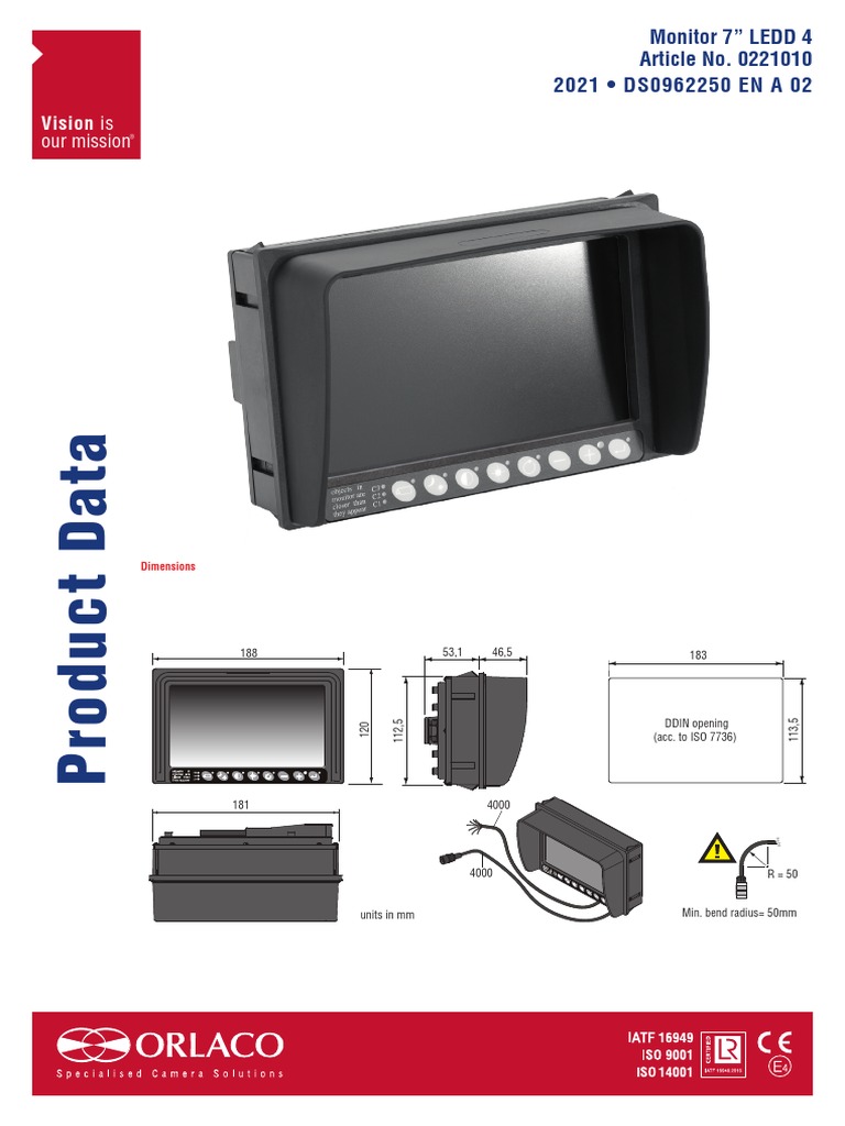 DS0962250-0221010 Monitor 7in LEDD 4 EN A02 | PDF | Computer Monitor | Liquid Crystal Display