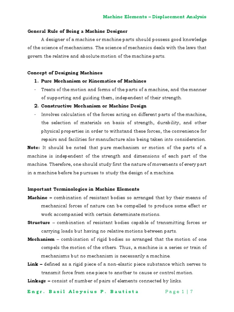 Module 1 Displacement Analysis 1 Pdf Machines Force 