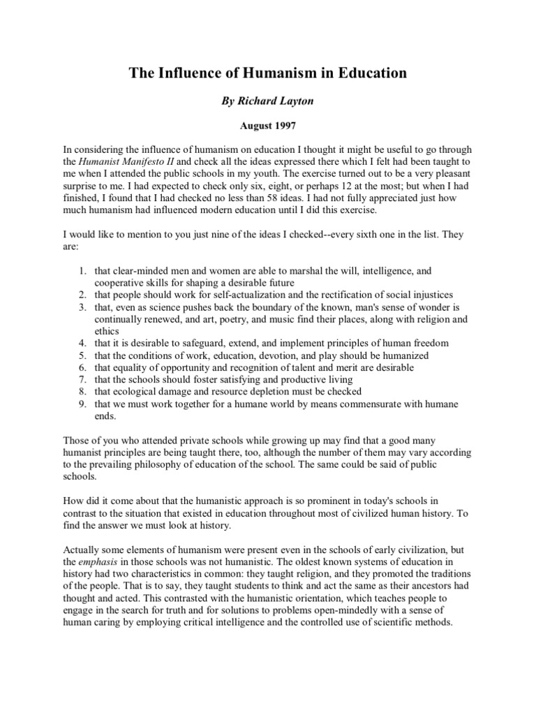 The Influence of Humanism in Education | Humanism | John Dewey