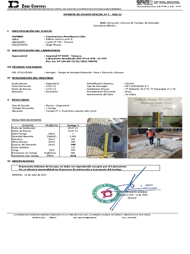 Testigo Pdf Hormigón Ingeniería Estructural