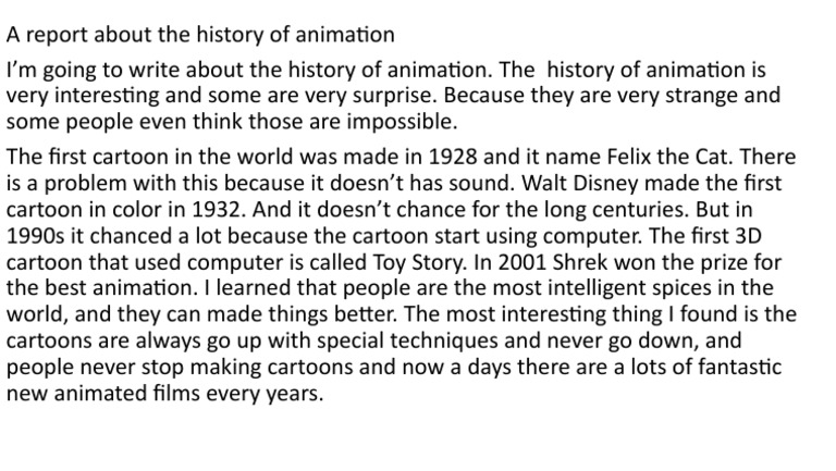 A Report About The History of Animation | PDF