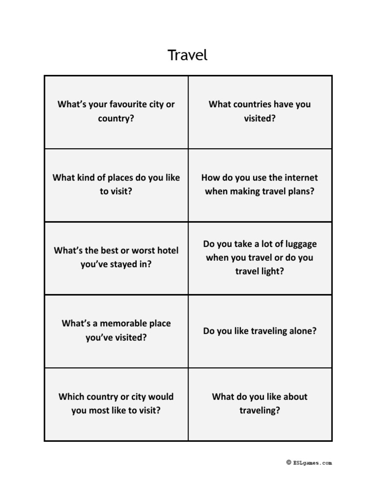 Conversation Questions Travel | PDF