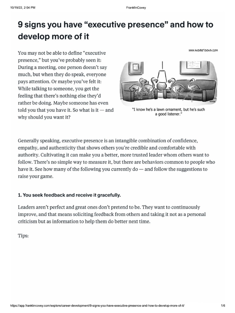 9 Signs You Have "Executive Presence" and How To Develop More of It | PDF