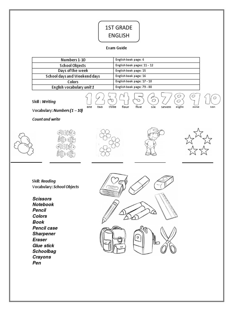 1st Grade - Exam Guide | PDF