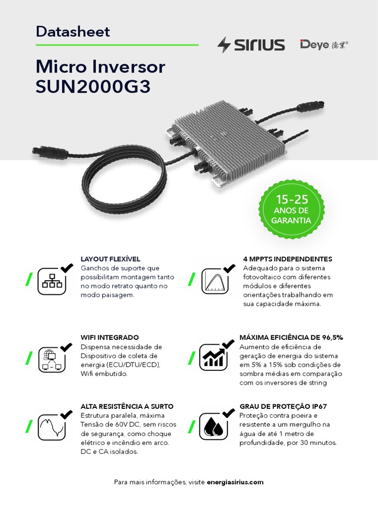 Datasheet Micro Inversor SUN2000G3 | PDF | Quantidade | Metrologia