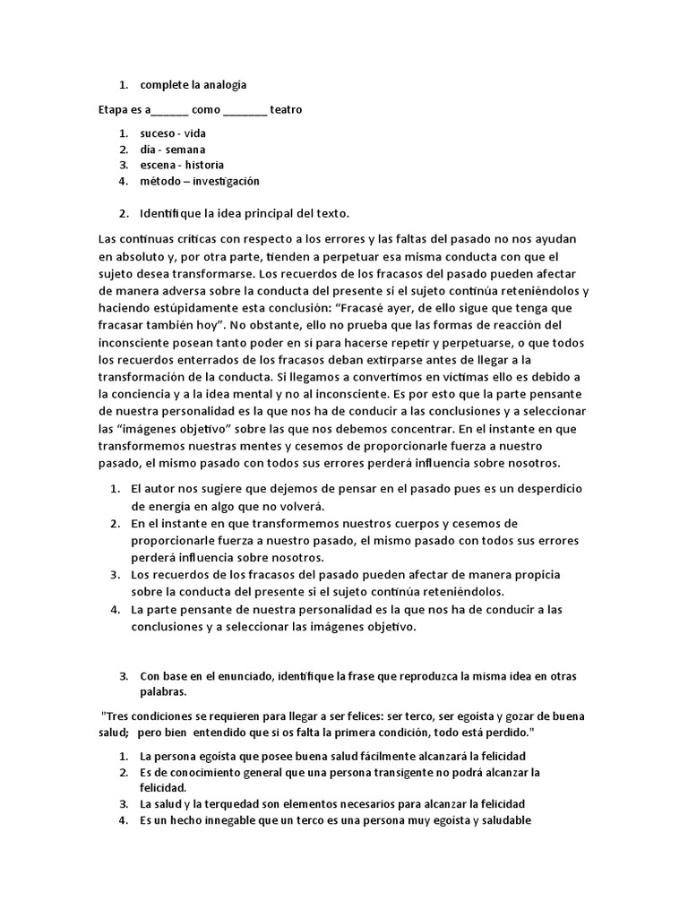 Ejercicios de Comprensión y Analogías | PDF | Pobreza | Pobreza e ...