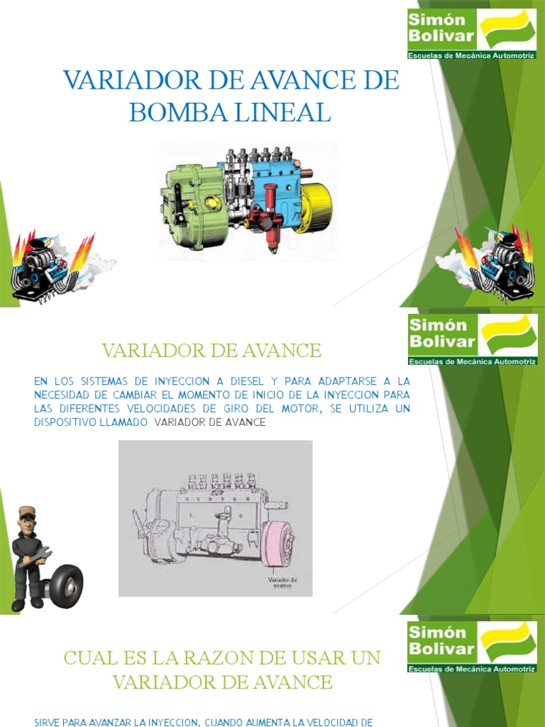 Variador de Avance de Una Bomba Lineal Diapositiva | PDF | Inyección de combustible | Engranaje