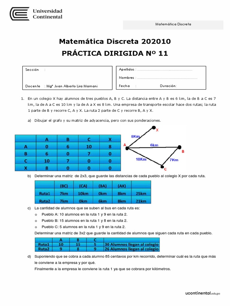 PRÁCTICA DIRIGIDA #11 MATEMÁTICA DISCRETA 2020 10 Resuelta | PDF | Teoría de grafos | Conceptos ...