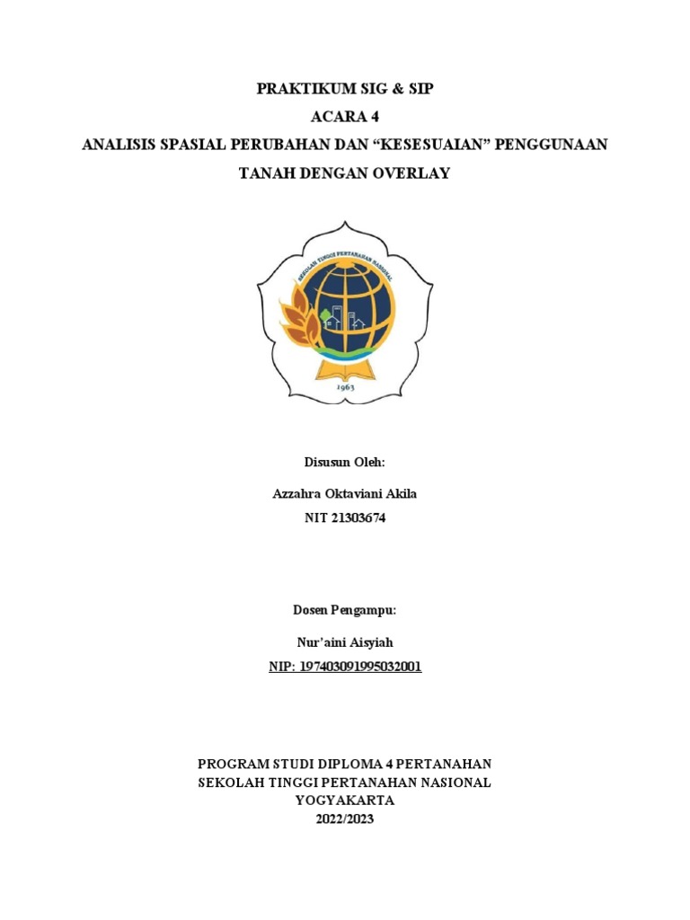 Laprak 4 - ANALISIS SPASIAL PERUBAHAN DAN "KESESUAIAN" PENGGUNAAN TANAH ...